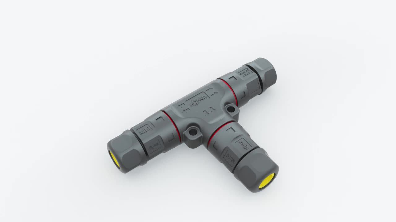 T Connector 3 Way Power Cable Industrial Electrical Wire Quick Locking ...