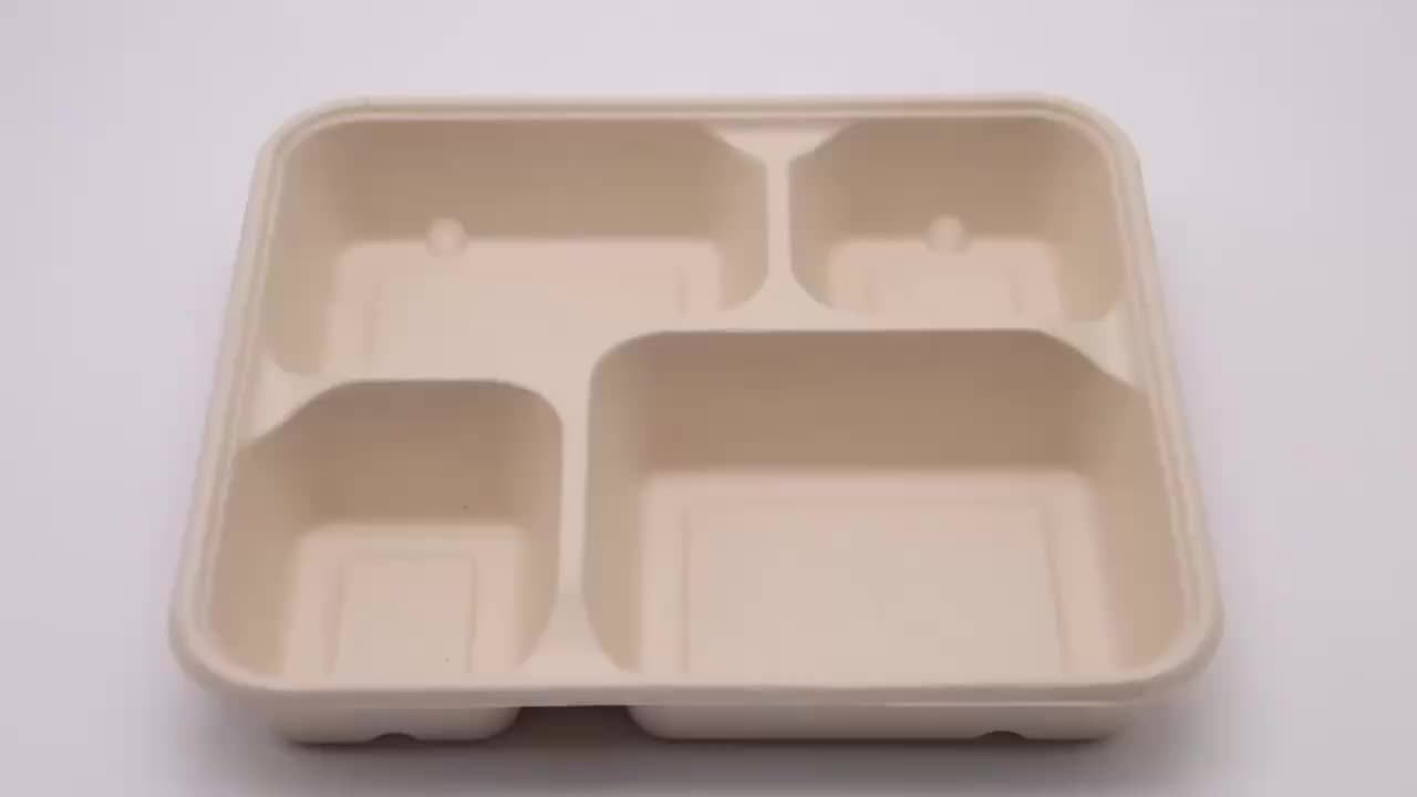 Sugarcane Bagasse Pulp 3 Compartment Food Tray Pulp Moulded Food Tray ...