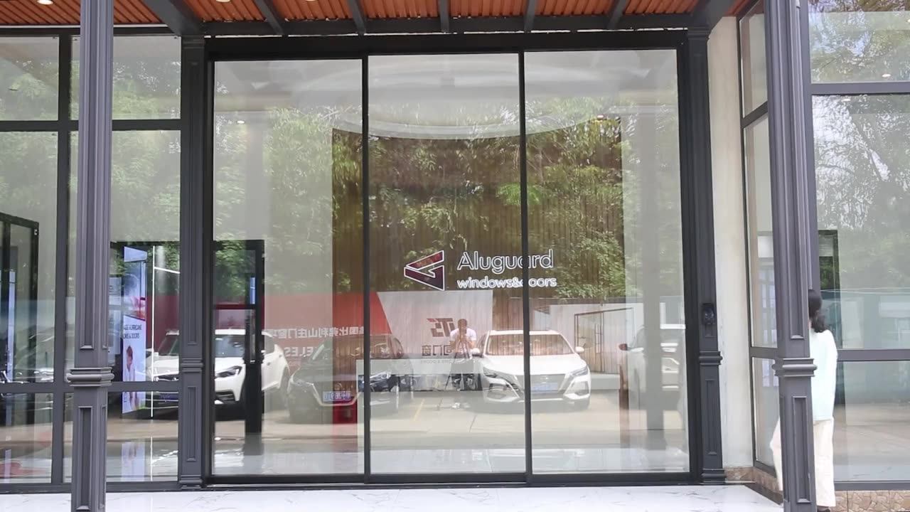 Minimalist House Automatic Sliding Door System / Double Wheels Thermal ...