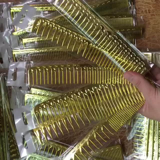 Premium Quality 9pcs Electroplated Gold Color Comb Hair Cutting Barber ...