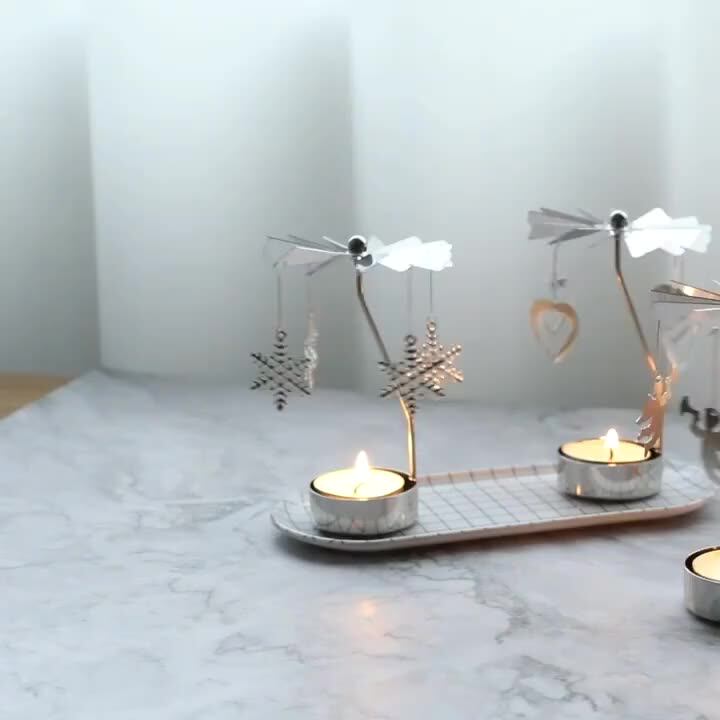 Metal Tealight Candlestick Christmas Candle Spinner Rotary Spinning ...