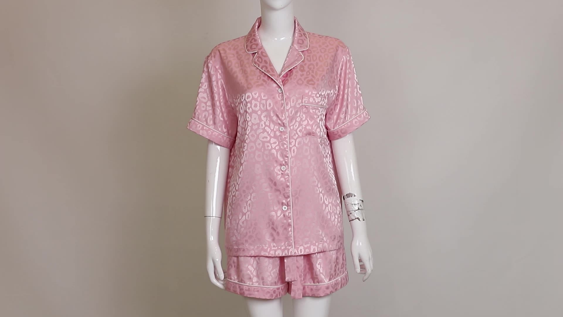 Luxury Print Night Pyjamas Set Women Sleepwear Satin 100% Silk Pj ...