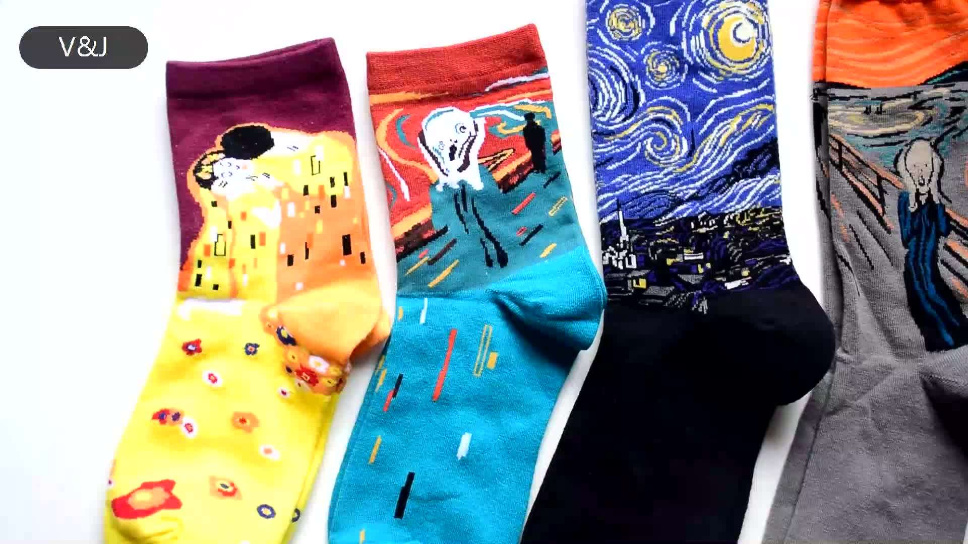 Fashion Customized Famous Art Jacquard Women Socks Wholesale Women's ...