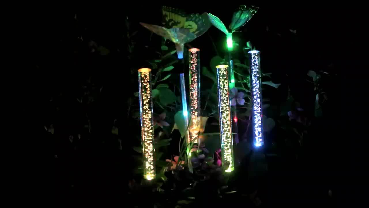 Garden Solar Powered Outdoor Bubble Tube Stick Acrylic Rgb Multi Color ...