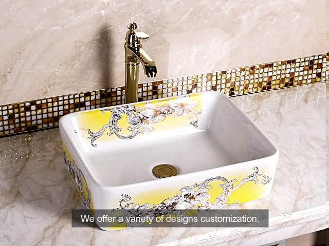 Ceramic Art Decorated Basin Skinny Decal Round Vessel Bathroom Sink ...