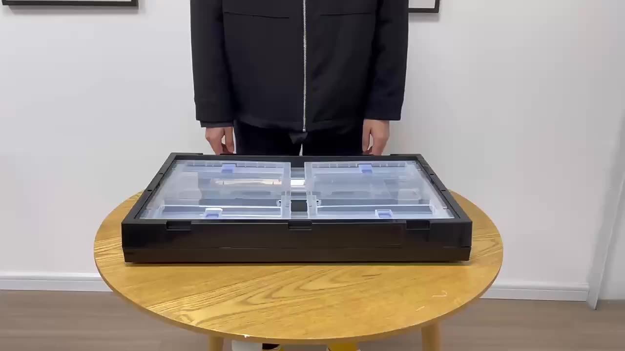 Transparent Clear Logo Plastic Folding Crates Boxes Bin Foldable ...