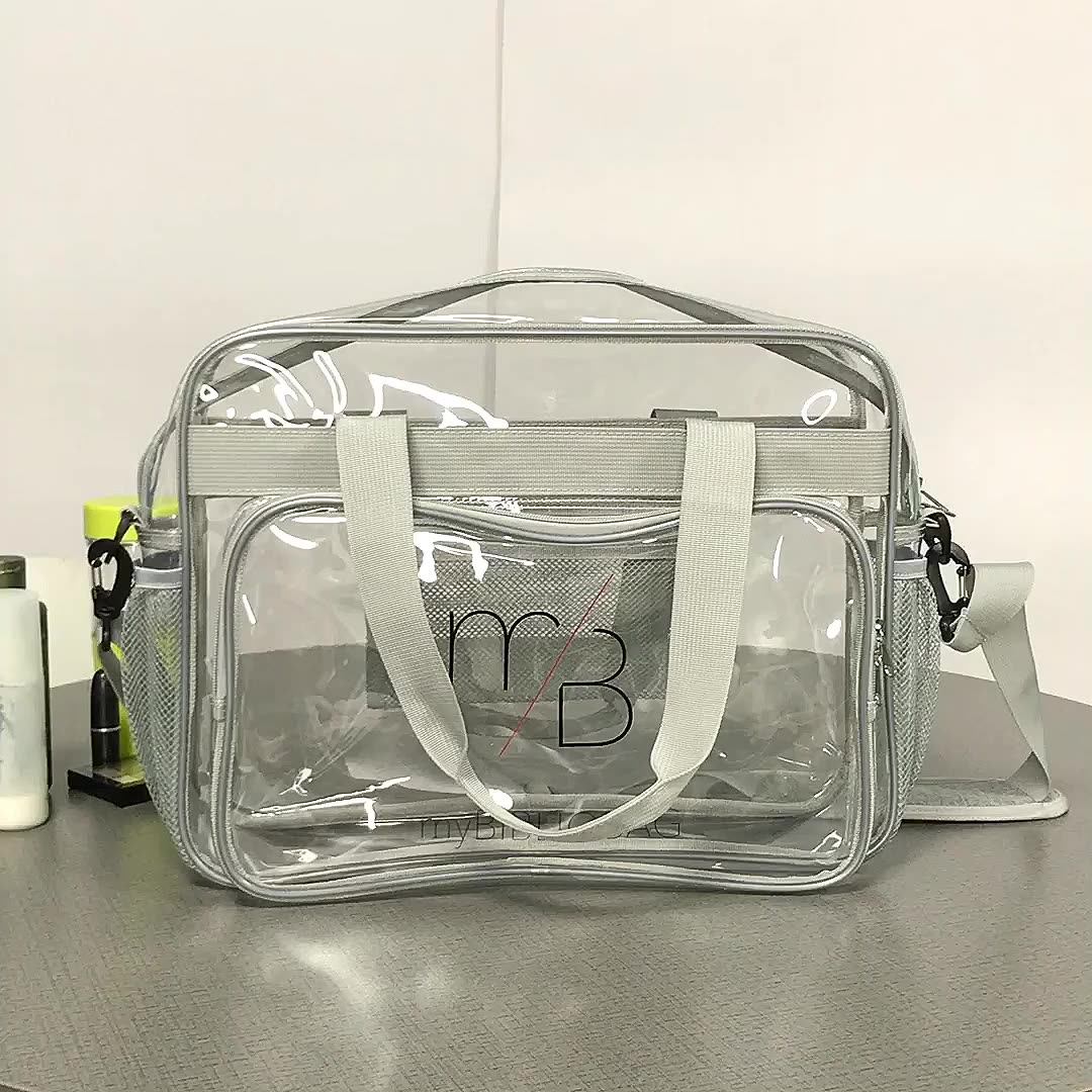 Custom Large Waterproof Plastic Women Hand Bag Shoulder Clear Beach Bag ...