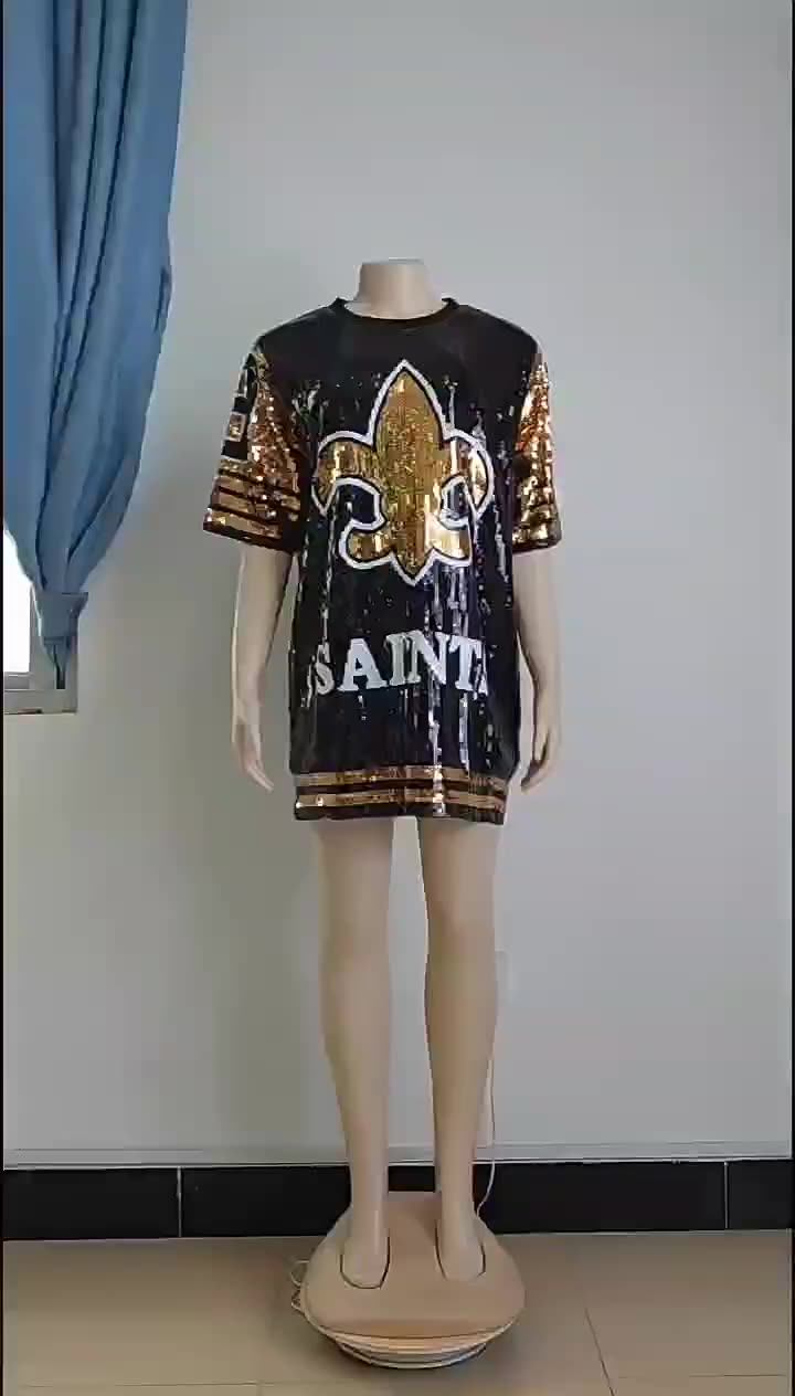 Custom New Design Bling Dress Fashion Sequined Dress Football Team ...