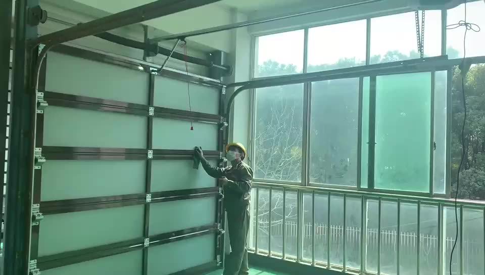 8x8 Ft Aluminum Alloy Frosted Tempered Glass Sectional Garage Doors ...