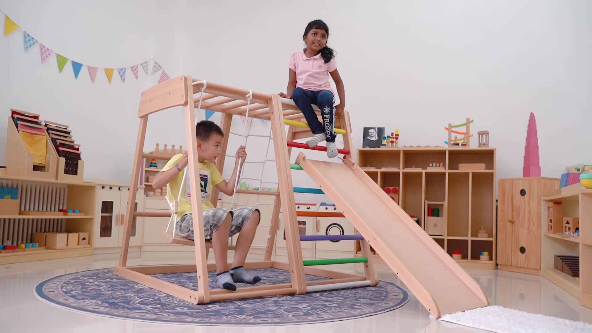 Xiha Montessori Piklers Climbing Wooden Foldable Toddler Climbing Frame ...