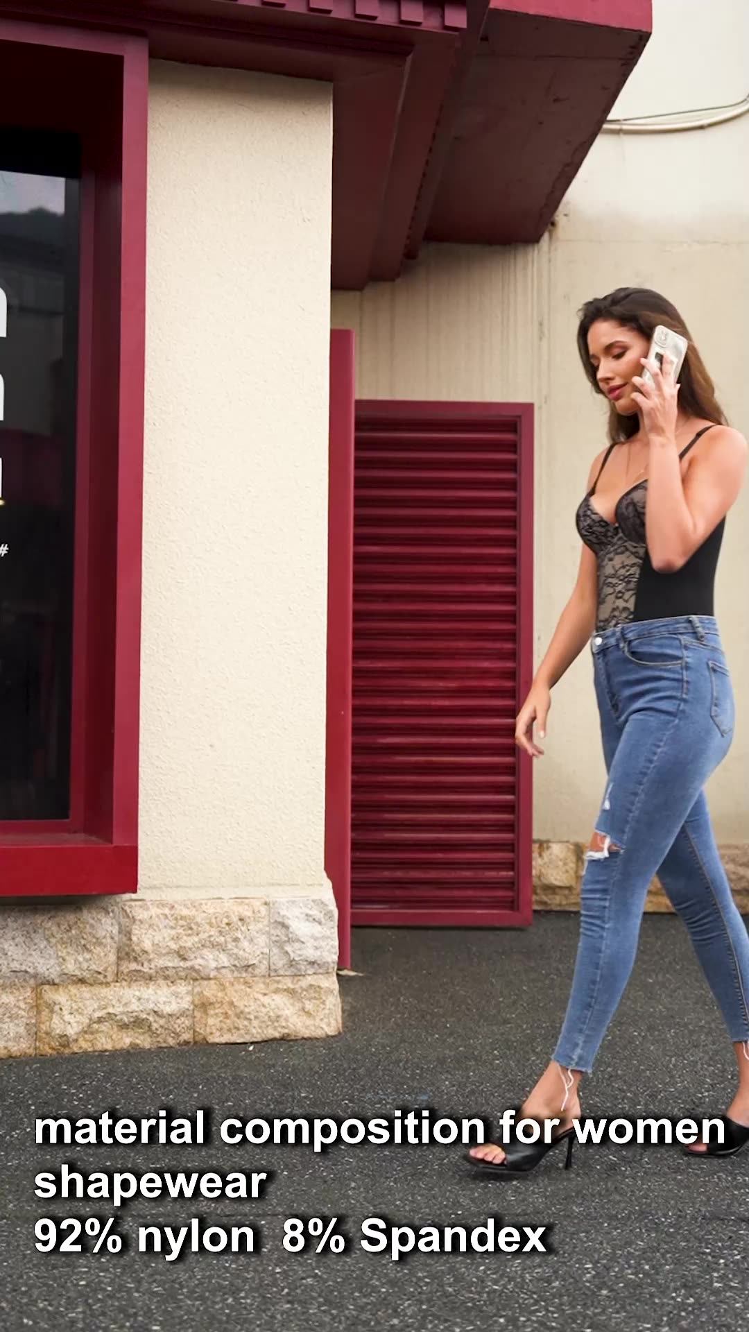 V Neck Push Up Chest Tummy Control Low Back Shapewear Slim Body Shaper ...