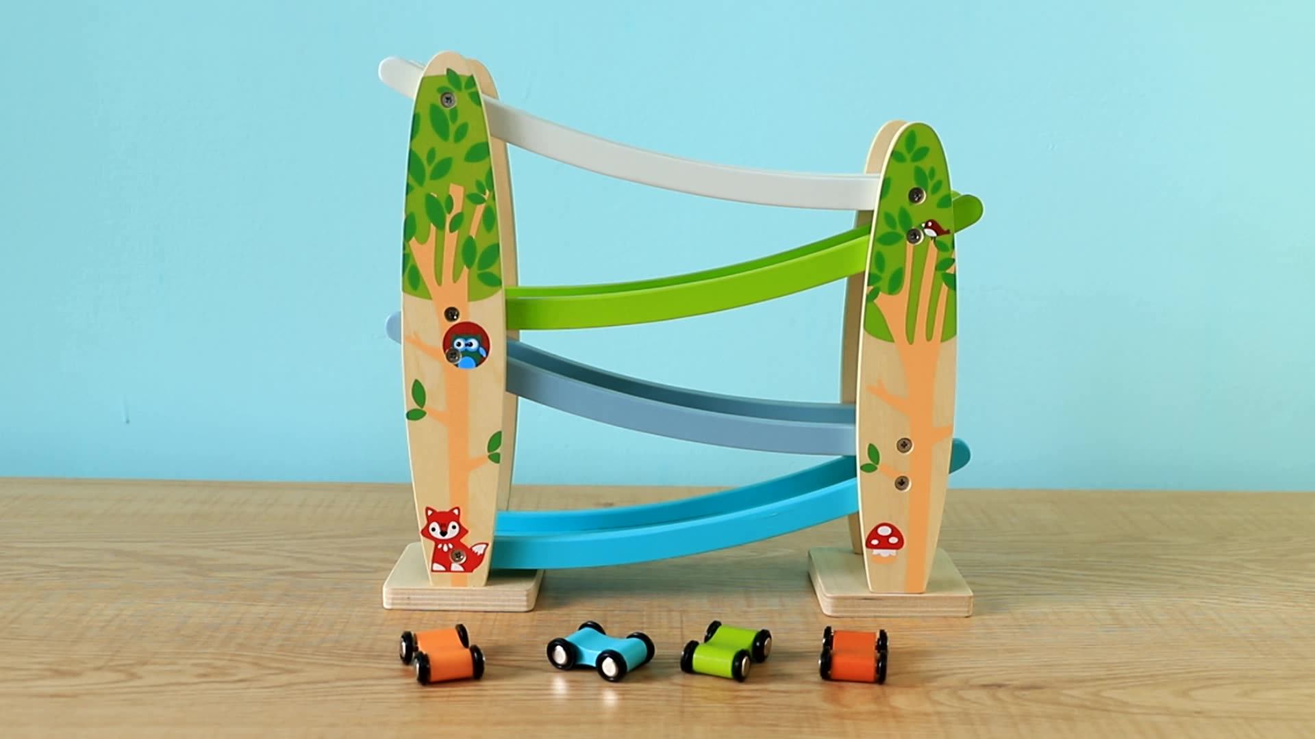 Wholesale Baby Early Education 4 Levels Racing Track Slide Toy Wooden ...