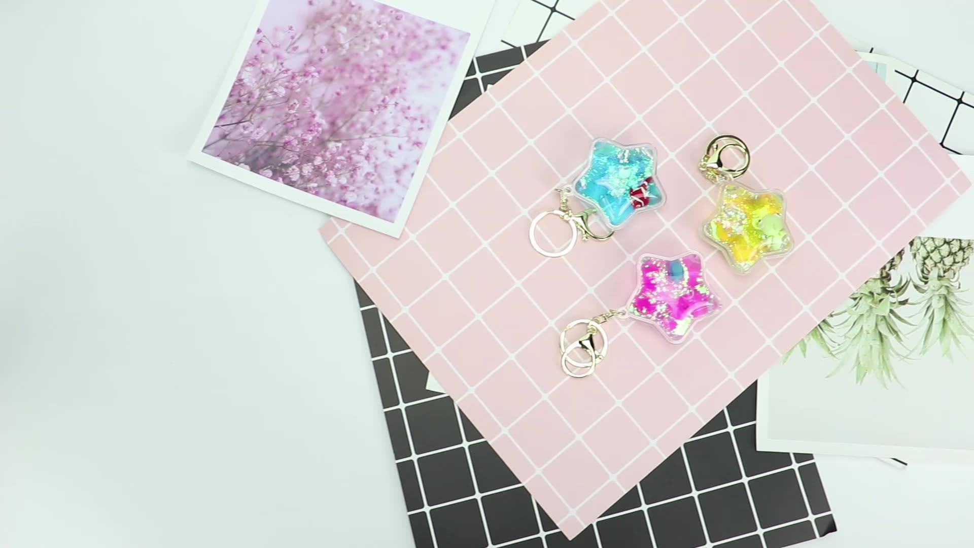 Acrylic Moving Liquid Keychain Set Cute Marine Life Lovely Pendant ...