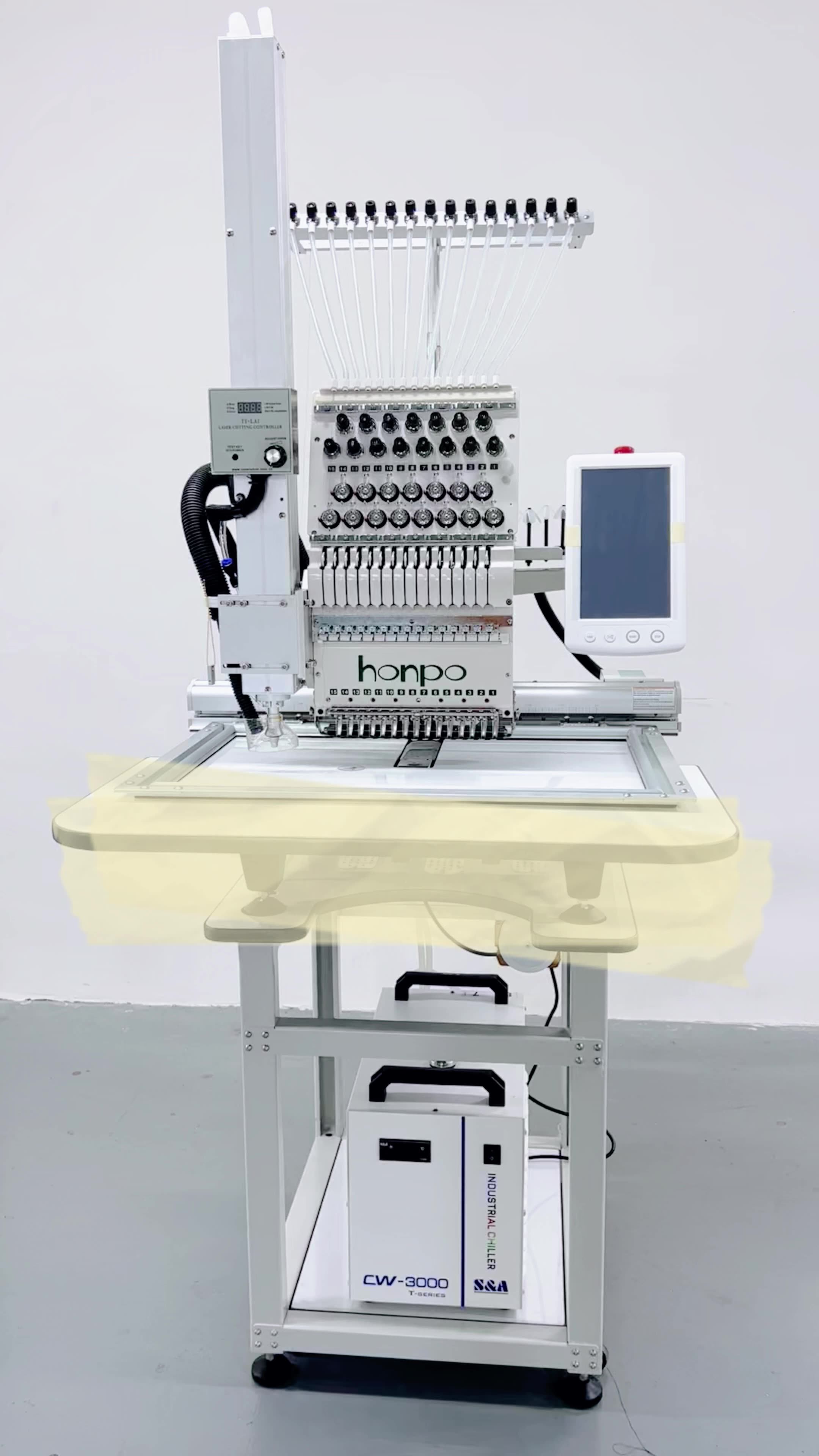 Honpo 1 Head Embroidery Machine With Laser Cutting For Caps T-shirts ...