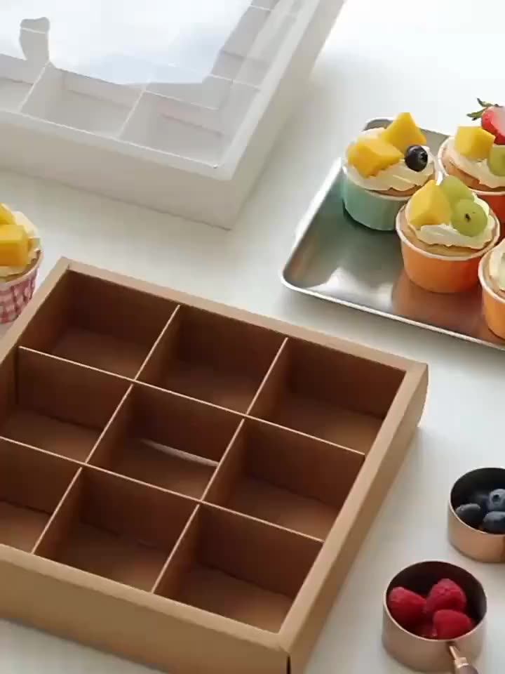 Oem 9 Grid Dessert Cupcake Cookie Cut Piece Donut Packaging Boxes ...