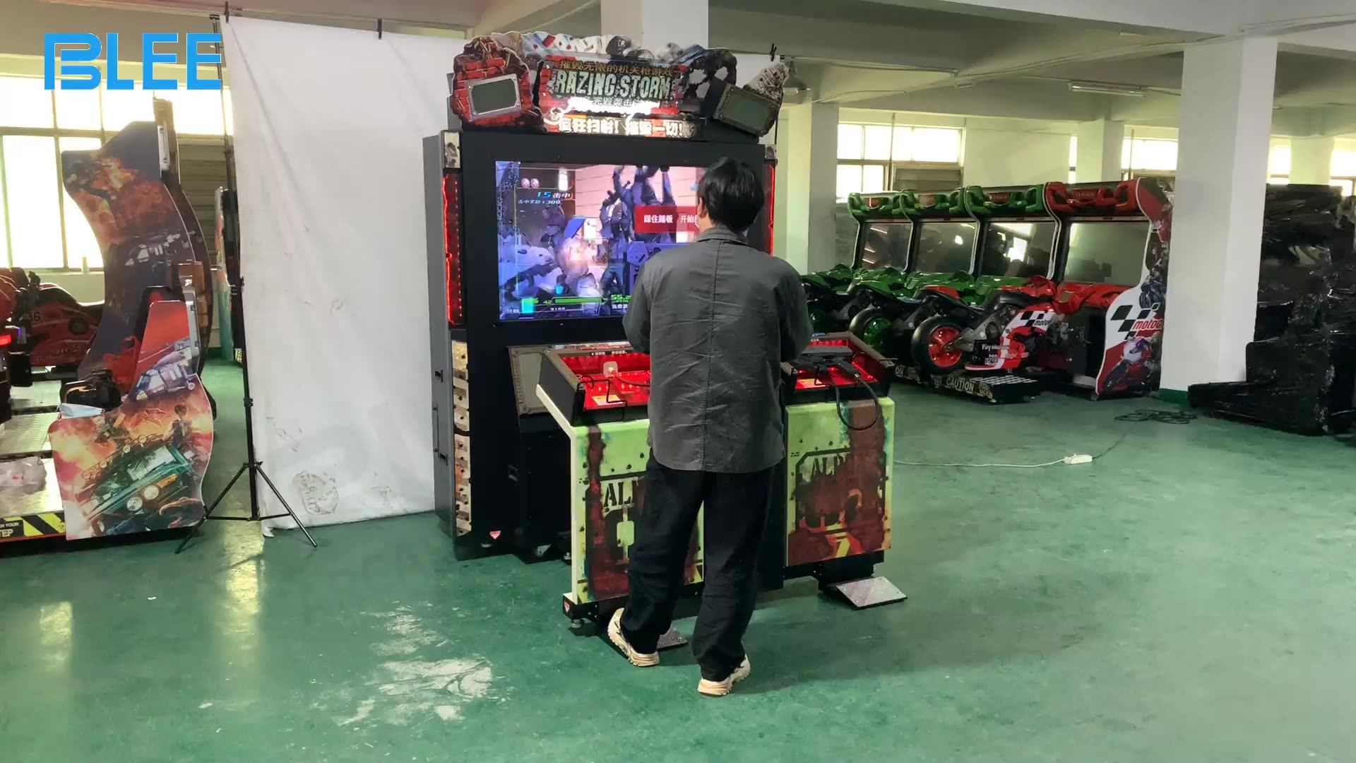 Coin Operated Video Simulator Arcade Gun Shooting 55 Inch Razing Storm ...