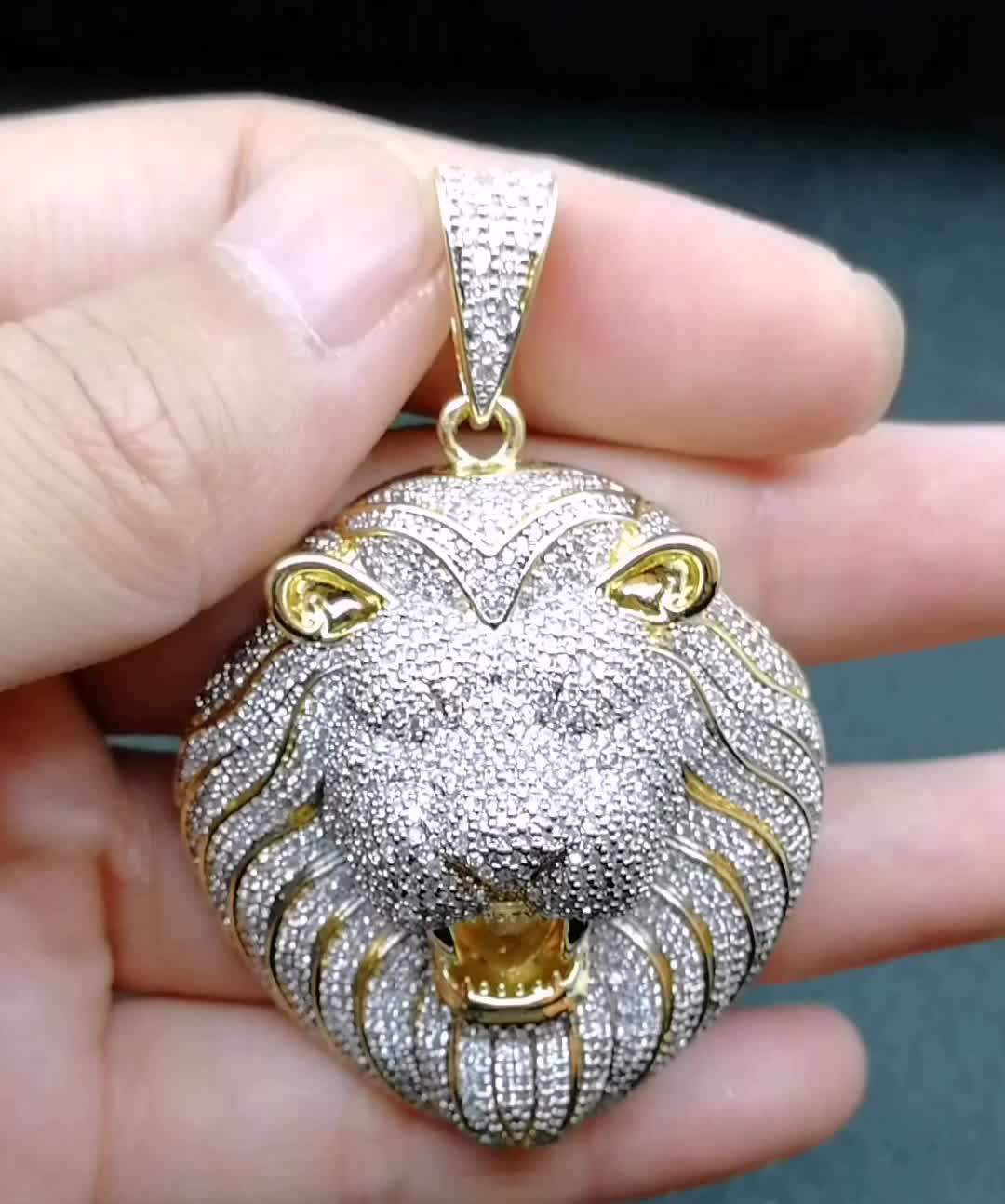 Cn152 Bling Bling Iced Out Brass Cubic Zircon Pendants Necklace Men's ...