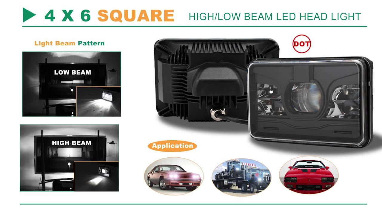 Led Headlights Trucks High Low Beam Square Motorcycle Headlight Jeeps ...