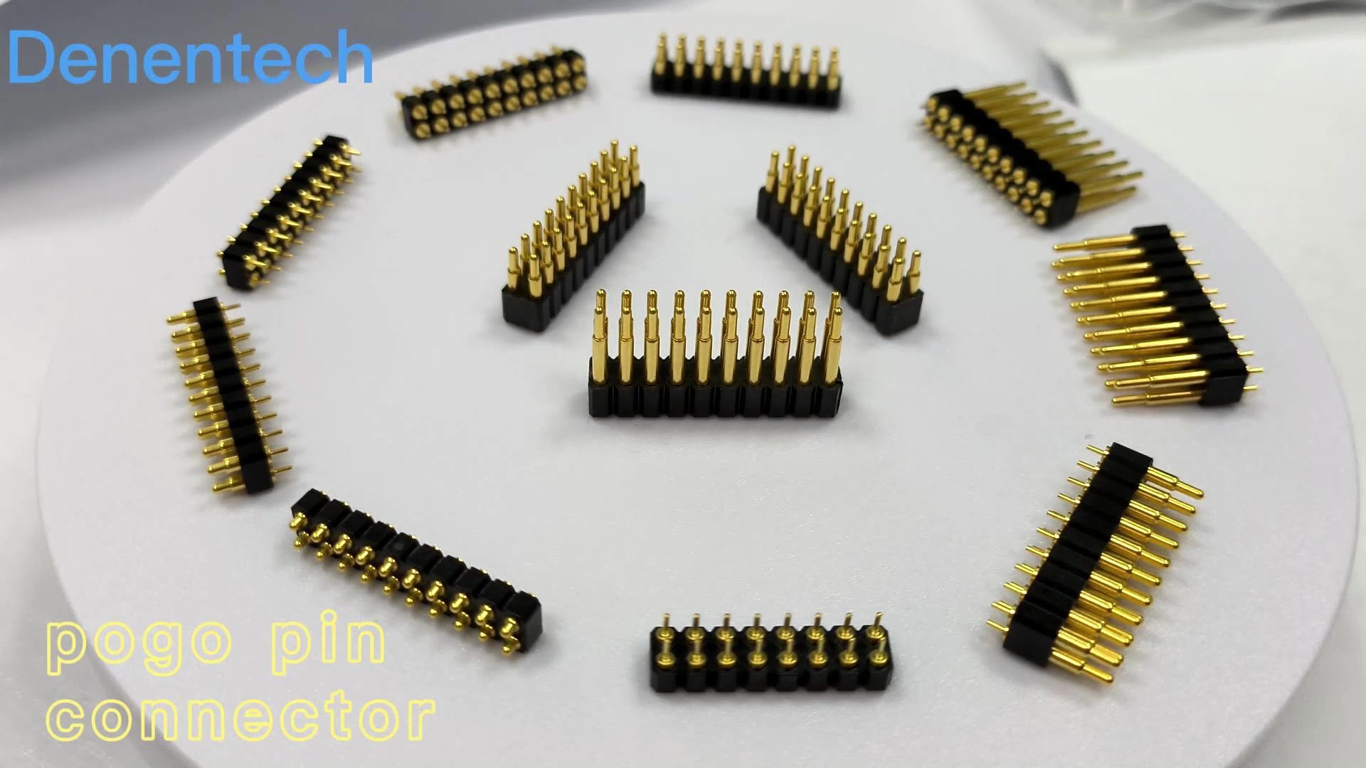 Denentech Gold Plated Pogo Pin 3mm Male H4.0mm Dual Row Straight Smt Pogo Pin Connector For ...