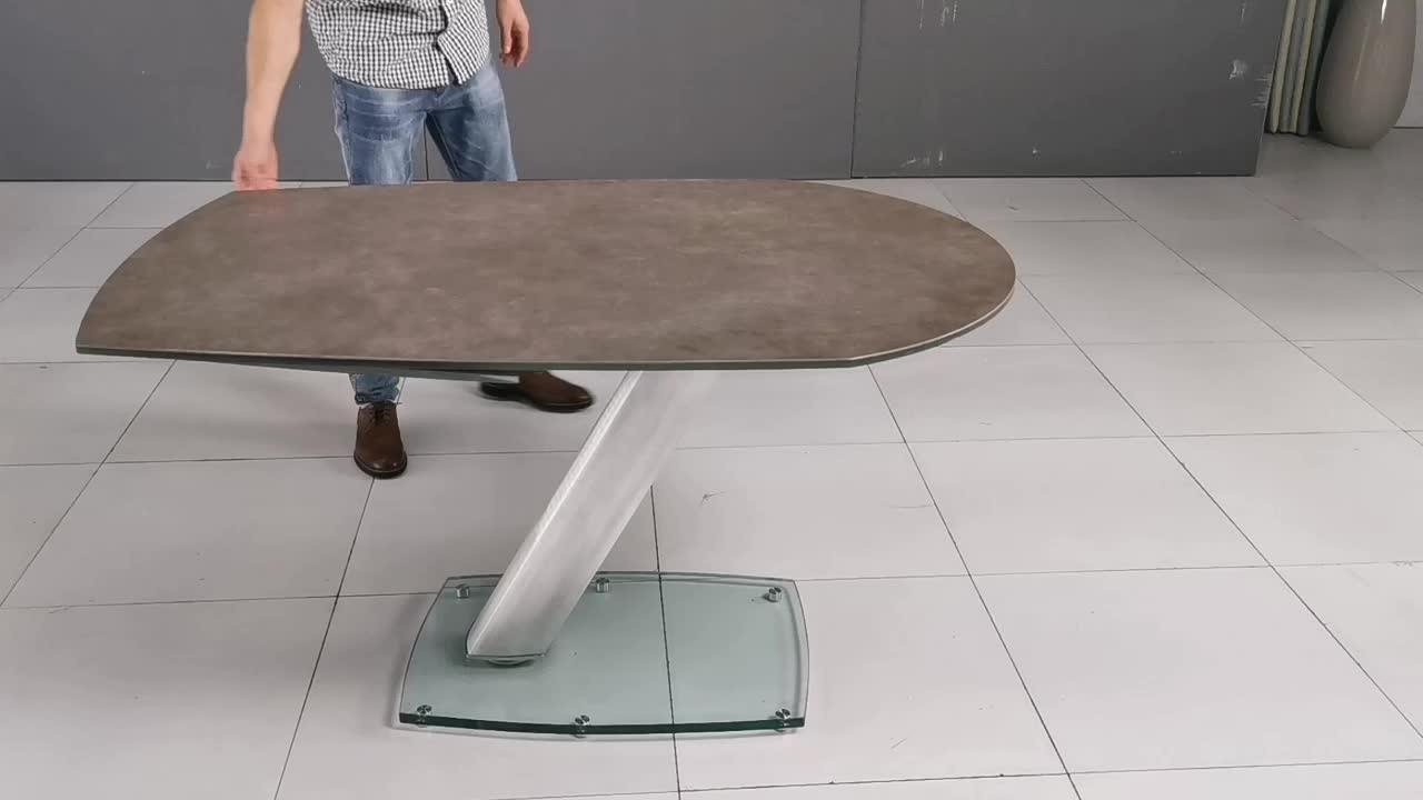 Italian Modern Extendable Rectangular Ceramic And Glass Top Dining ...