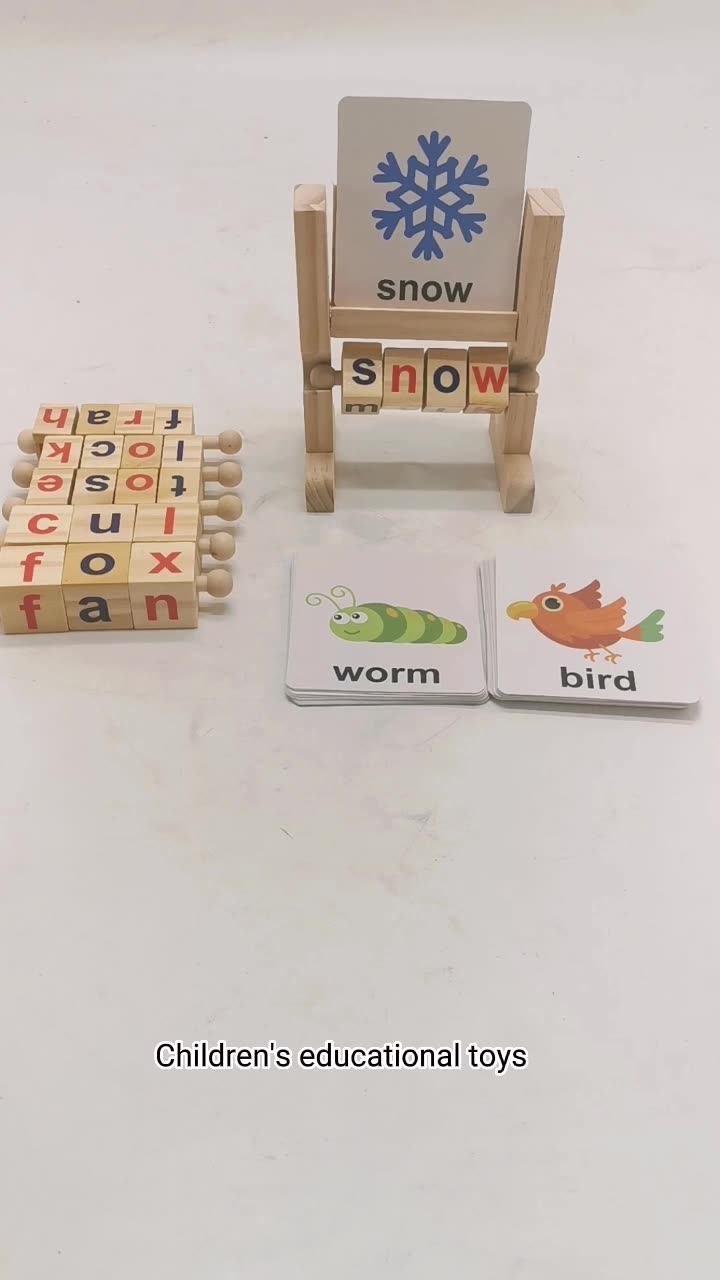 Wooden Reading Blocks Short Vowel Rod Spelling Game For Preschool Boys ...