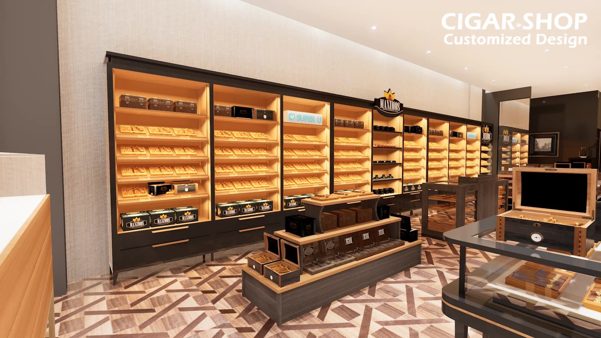 Cigar Store Interior Decoration Design Custom Retail Display Somke ...