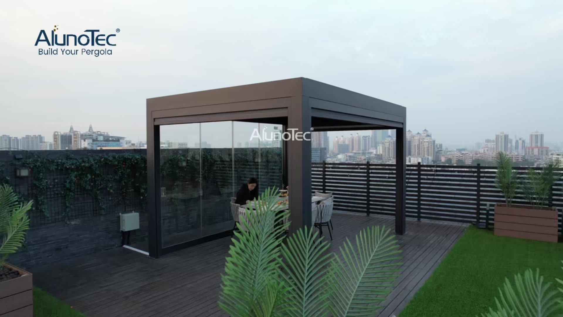 Alunotec Motorized Louvre Roof Gazebo Louver Canopy Electric Roof Kits ...