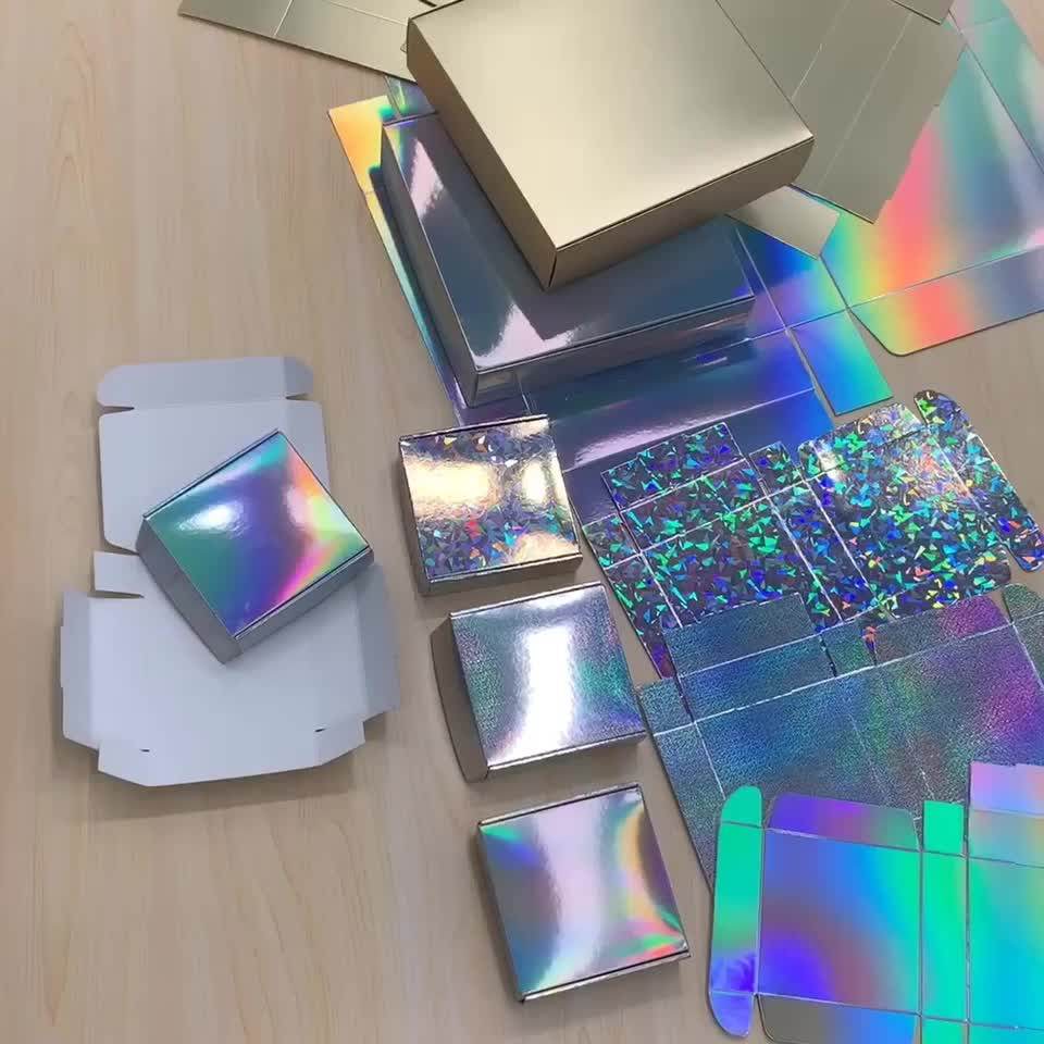 Micro Dots Holographic Gift Box Silver Laser Packaging Party Favor Box ...