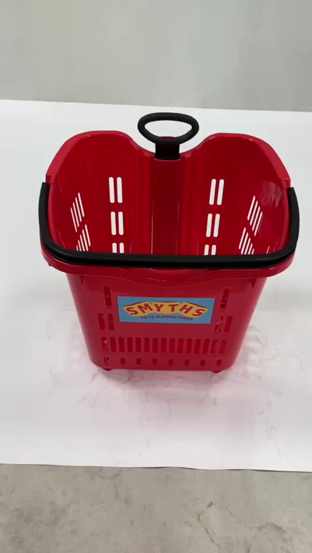 Retail Grocery Plastic Shopping Baskets With Wheels - Buy Plastic ...