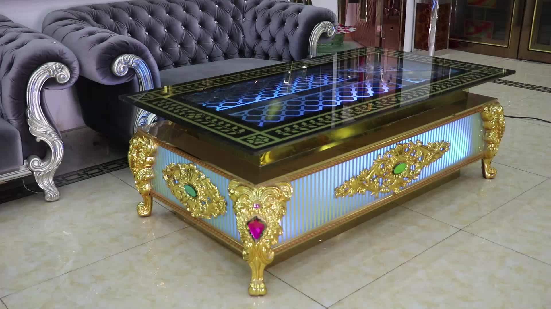 Stainless Steel Frame Tempered Glass Top Ktv Cocktail Table Gold - Buy ...