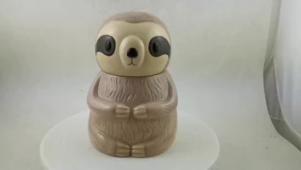 Ceramic Sloth Shape Cookie Jar Handpainting Animal Storage Jar Dolomite ...