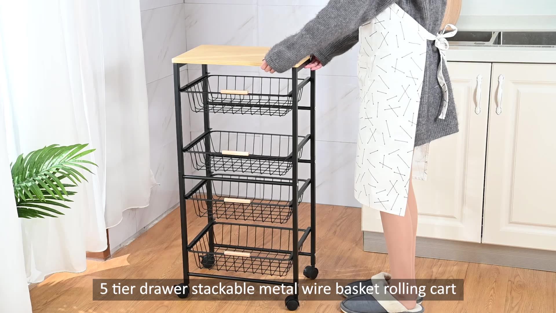 Customized 5 Layer Rolling Utility Organizer Storage Trolley Pull Out ...