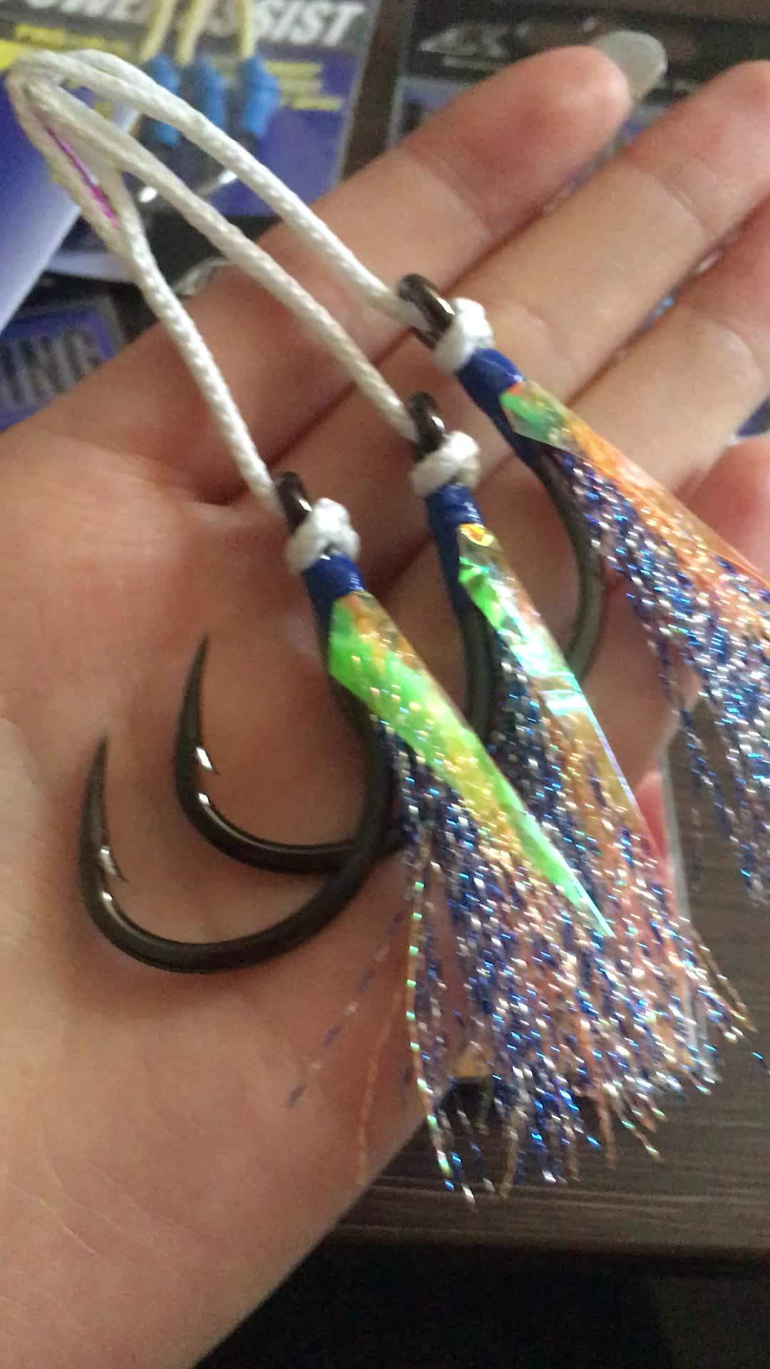 Jk High Carbon Steel Fishing Hook Jigging Hooks With Tinsel Line Assist ...