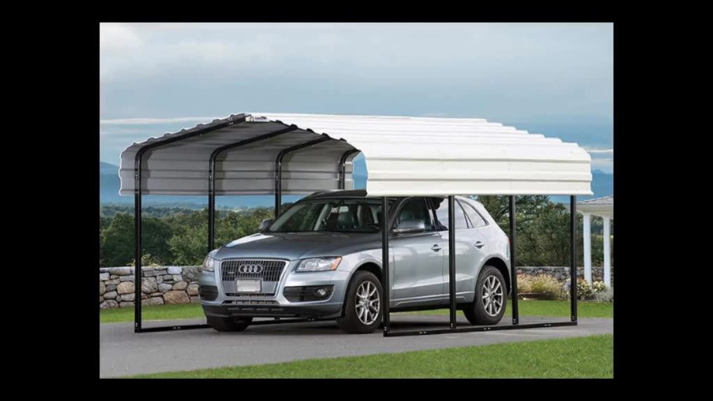 Modern Sturdy Car Parking Shed Prefab Metal Carports Steel Car Garage ...
