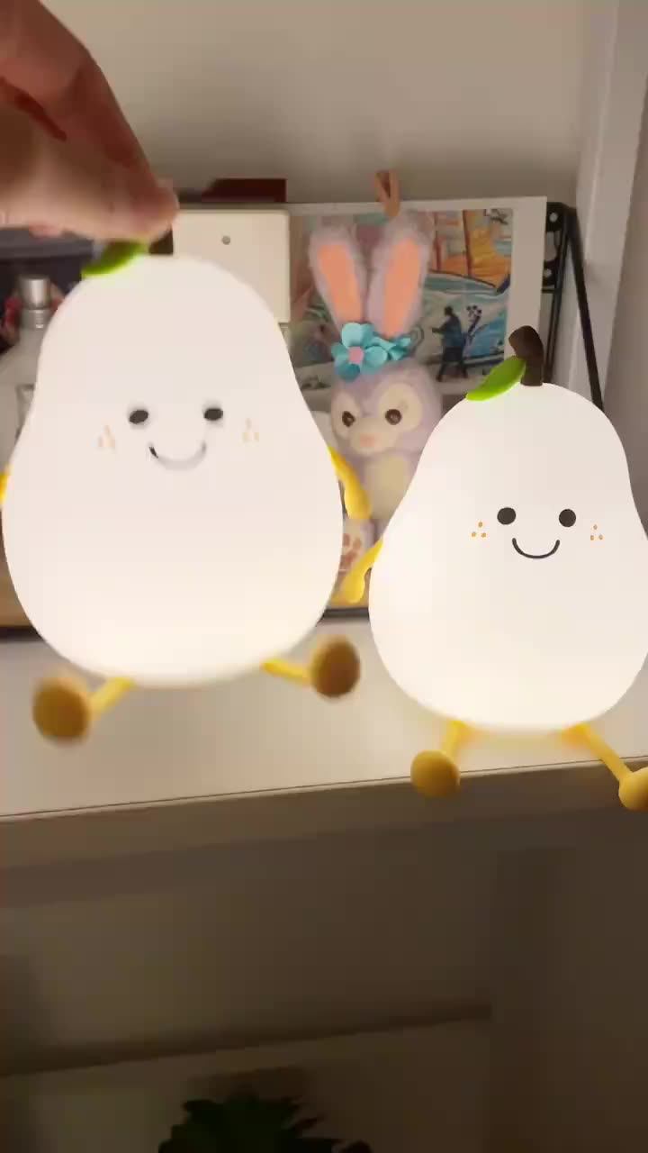 Cute Pat Lamp,Rechargeable Silicone Children's Night Lights,Led Pear ...