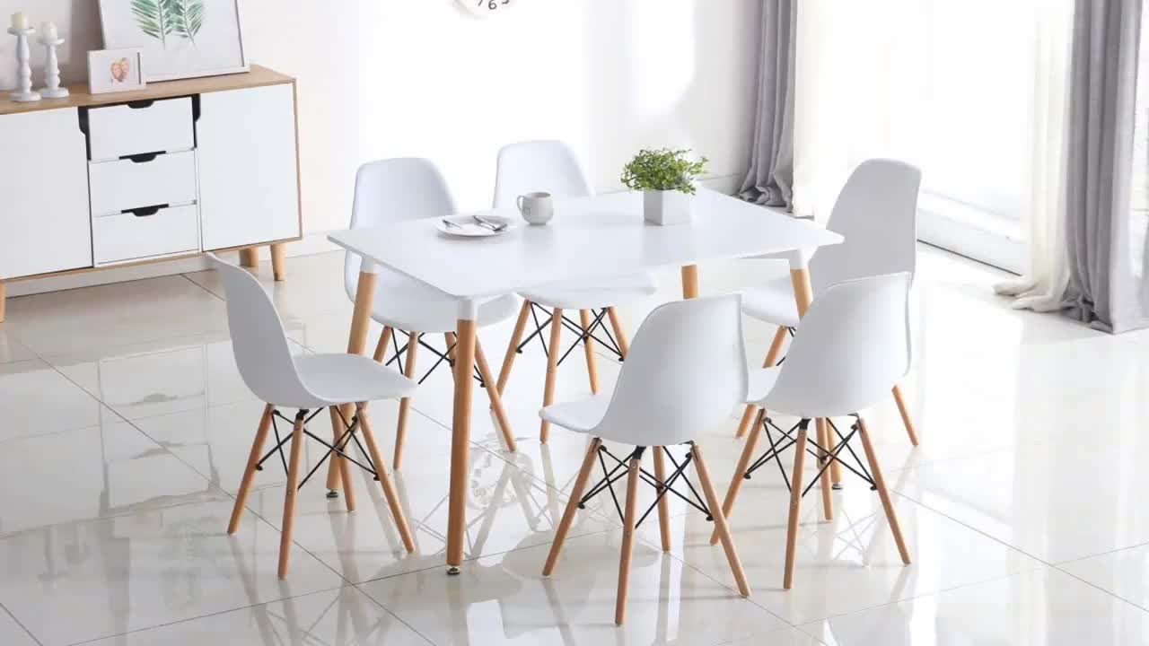 Rectangle Birch 6 Chairs Dining Table With White Mdf Top - Buy Nordic ...