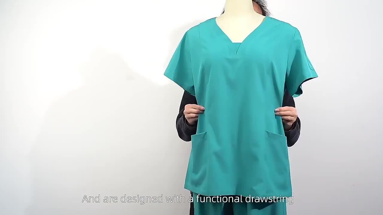 New Style Stretchy Spandex Nursing Scrubs Plus Size Printed Scrubs Top ...