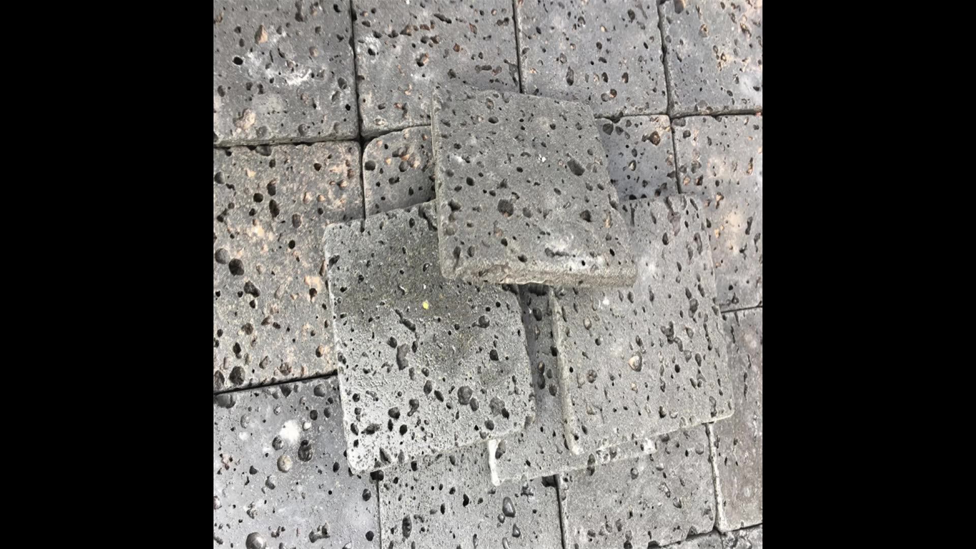 Natural Volcanic Black Rocks Square& Rectangle Tiles Pumice Lava Stone ...