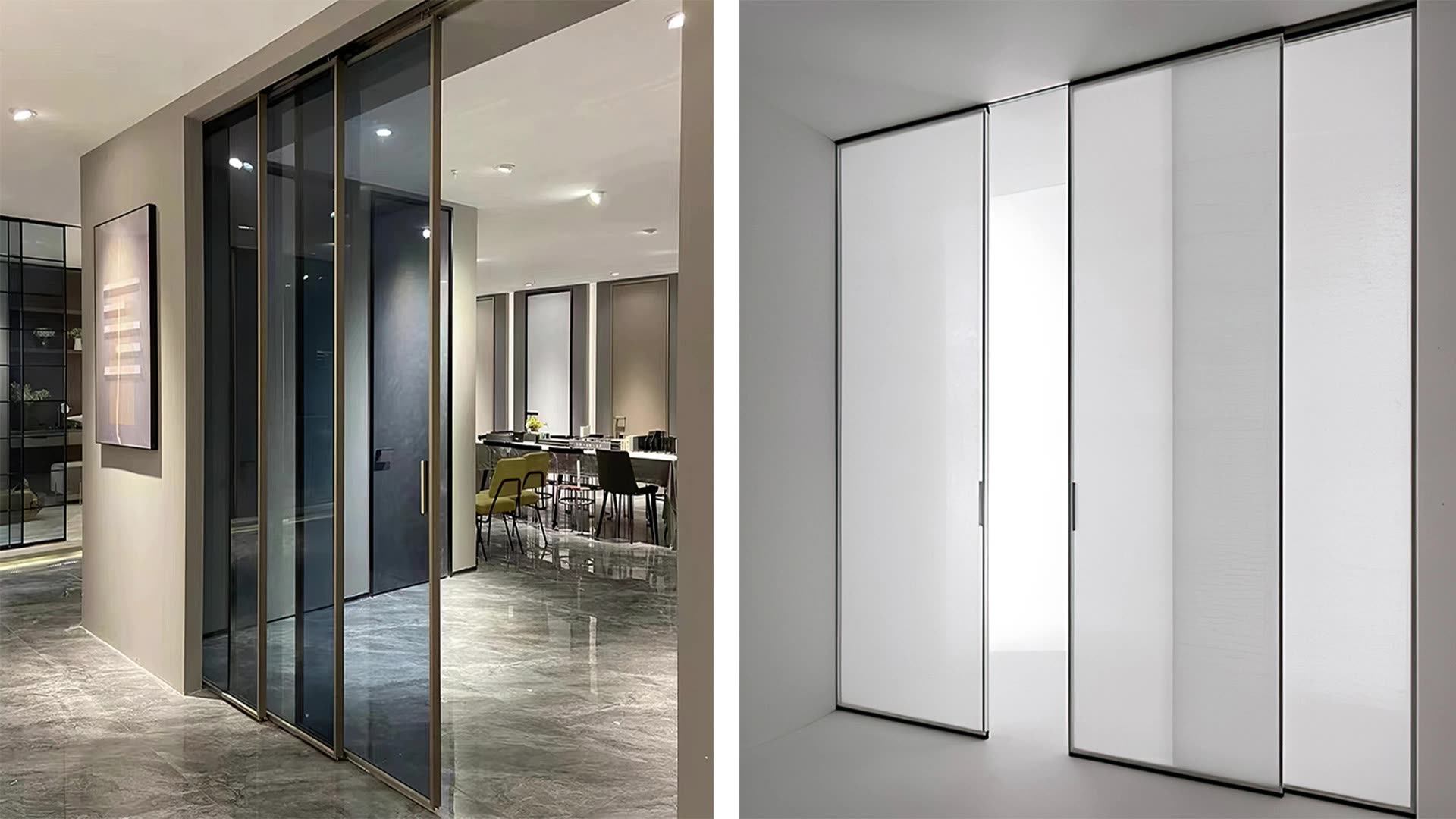 Innovative 3 Track Synchronous Glazing Sliding Door Interior Aluminum ...