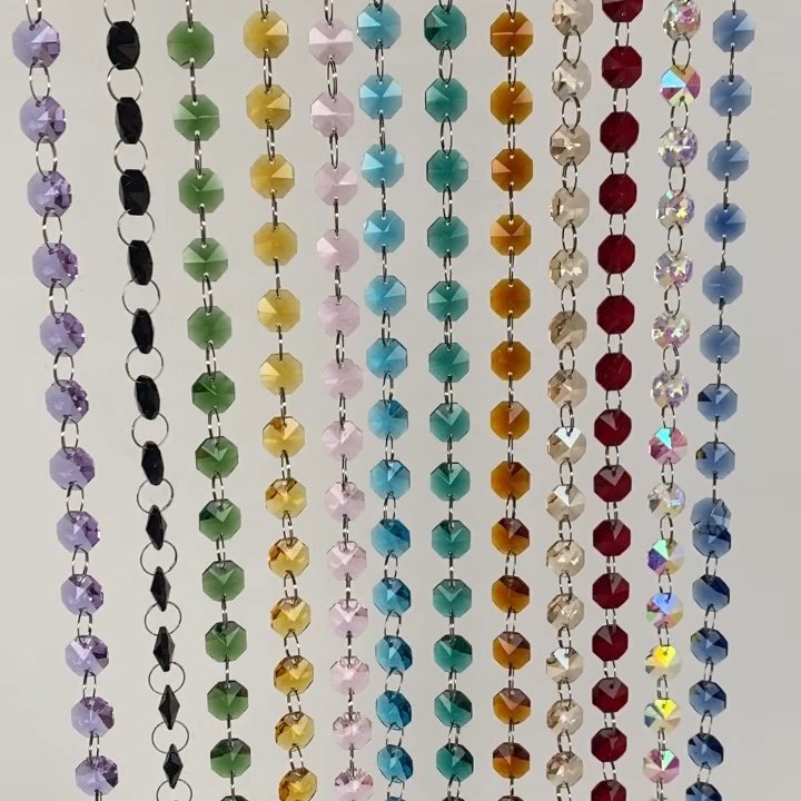 14mm Yellow Crystal Octagon Beads Garland String For Christmas ...