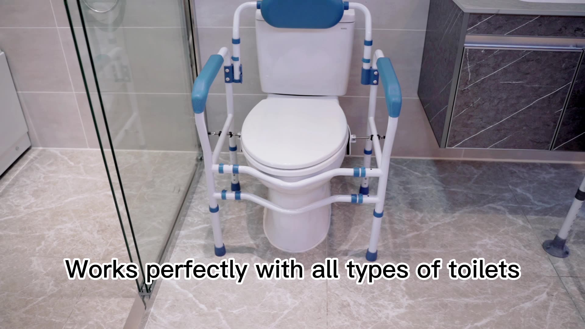 Hepo Stand Alone Bathroom Assist Frame With Handles For Elderly,Handicap Toilet Safety Rails ...