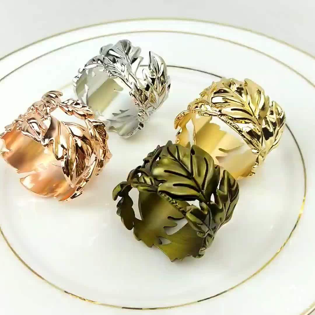 Rose Gold Circle Leaf Napkin Ring - Buy Leaf Napkin Ring,Napkin Ring ...
