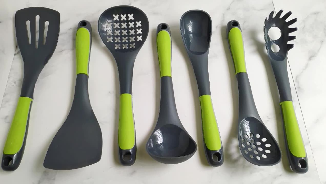 Lfgb 7 Nylon Kitchen Utensils Tools Set With Rubber Soft Heavy Handle ...