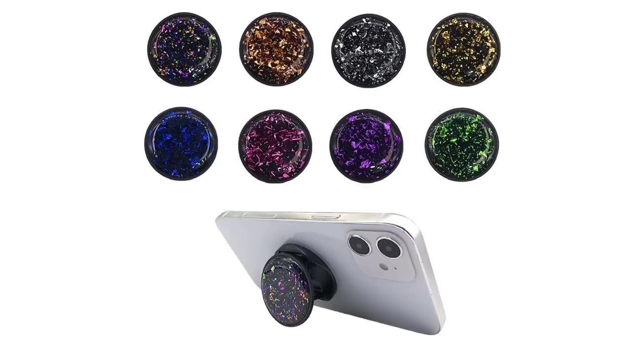 New Arrival Clear Bling Resin Round Phone Holder Popular Popping Phone ...