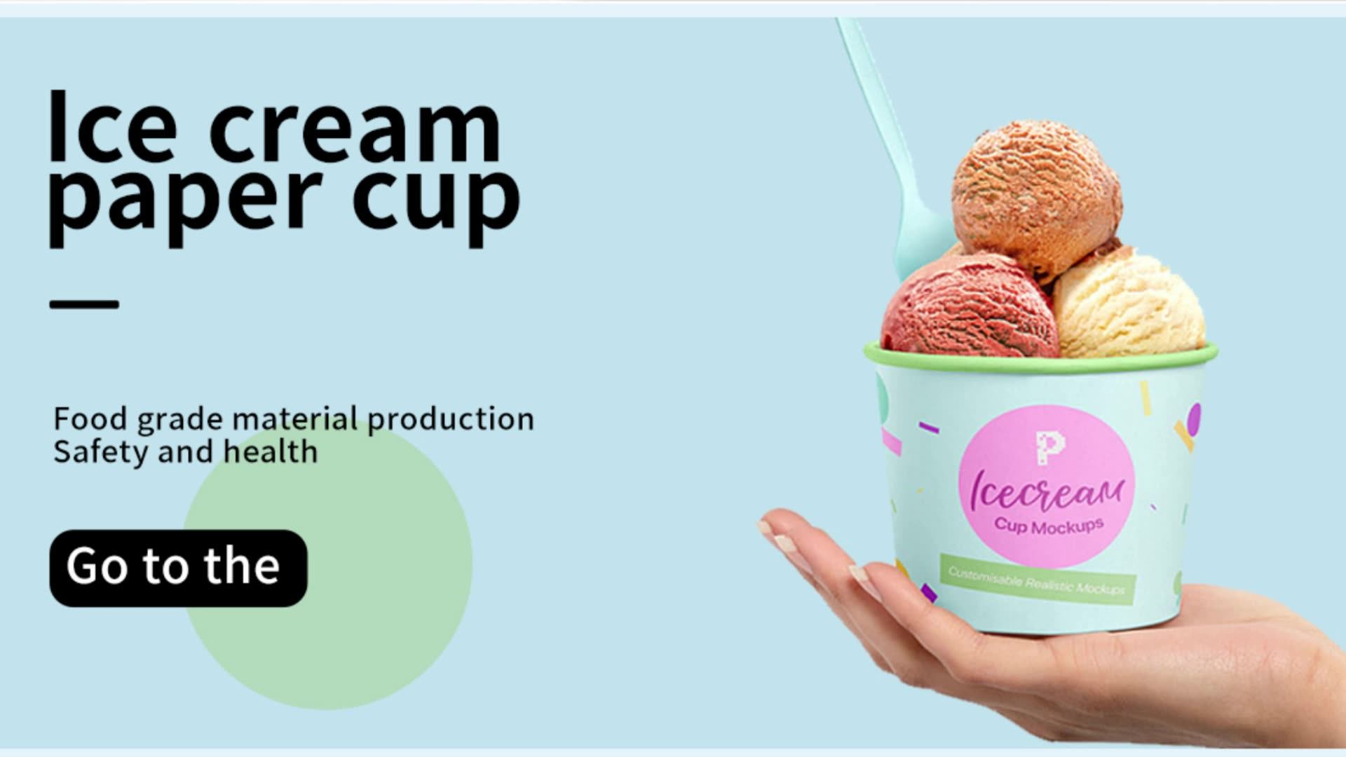 Round Yogurt Packaging Boxes Frozen Sundae Gelato Container For Ice ...