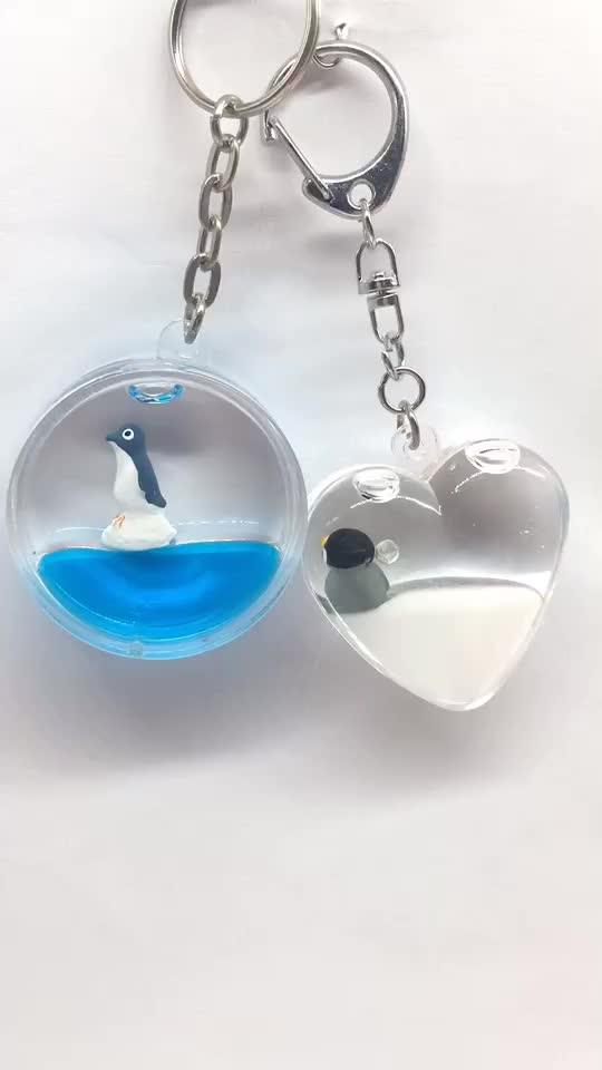Liquid Keychain With Cute Penguin Floater Inside - Buy Liquid Filled ...