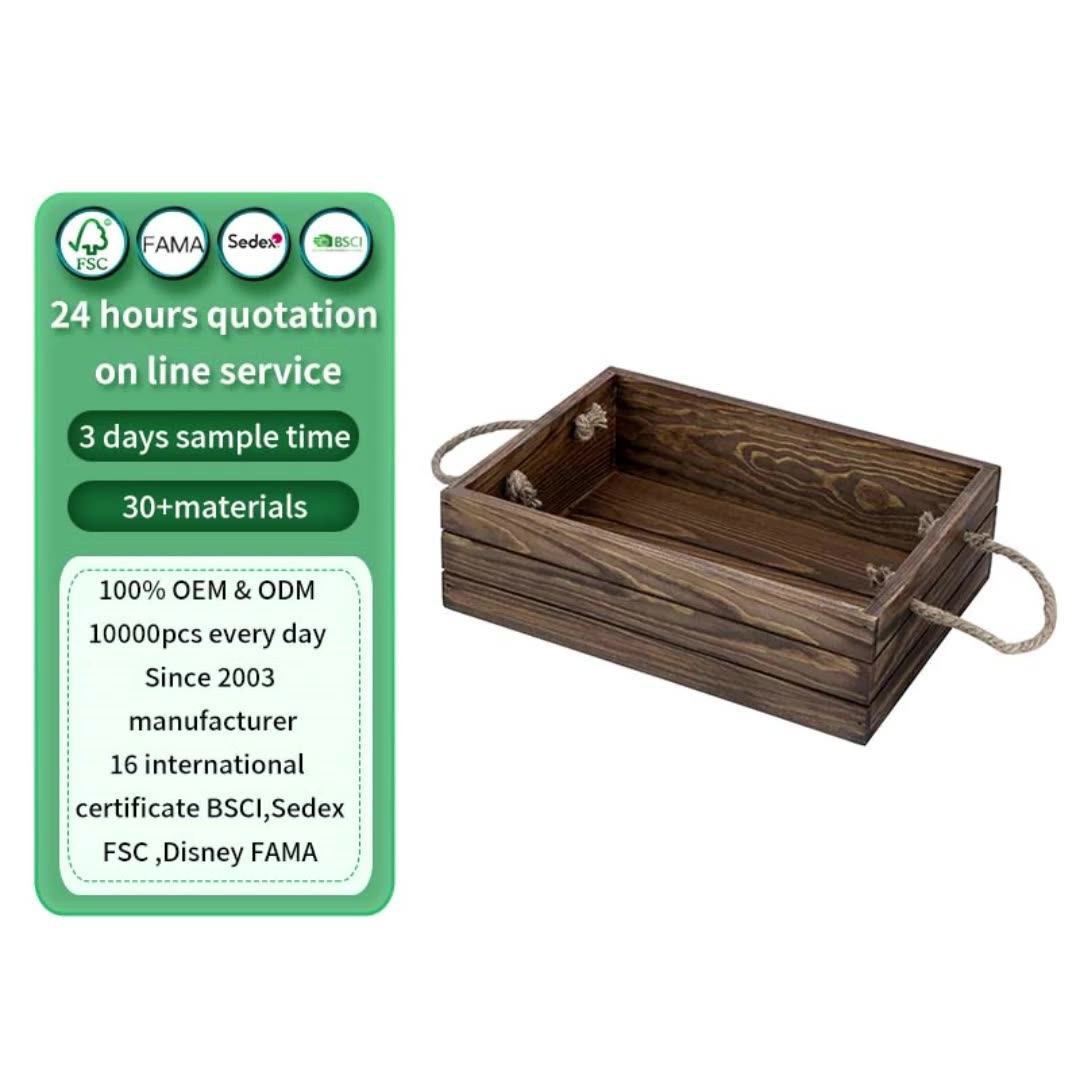 Wooden Open Top Small Crate Box For Bathroom Accessories Rustic Brown ...
