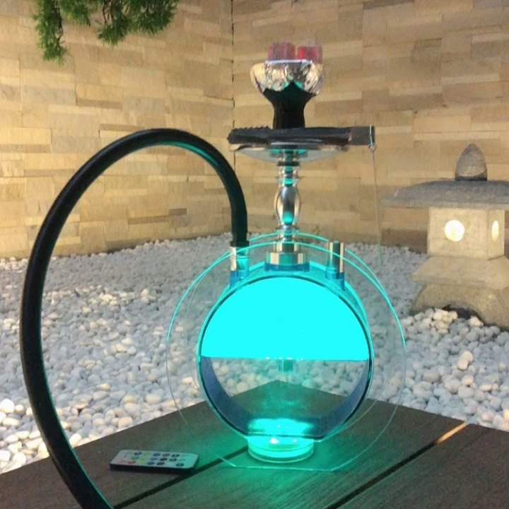 Blue Hookah Shisha Led Portable Acrylic Circle Shape Shisha For ...