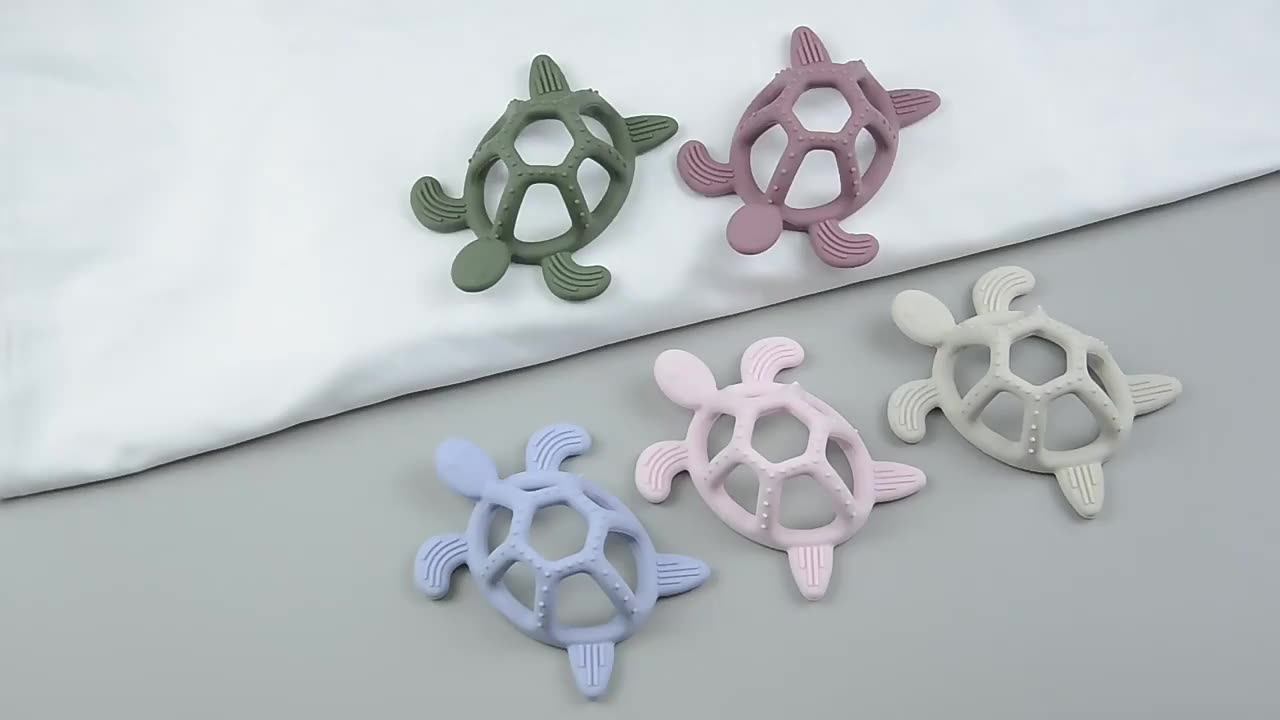 Hollow Spherical Turtle Gum Toy Food Grade Silicone Baby Teether Toy ...