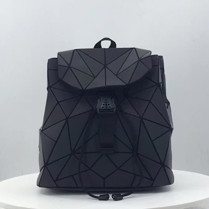 Luminous Reflective Backpack Fashion Pu Geometric Women Backpack ...